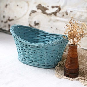 Vintage Small Basket, Small Blue Basket, Farmhouse Basket, Country ...