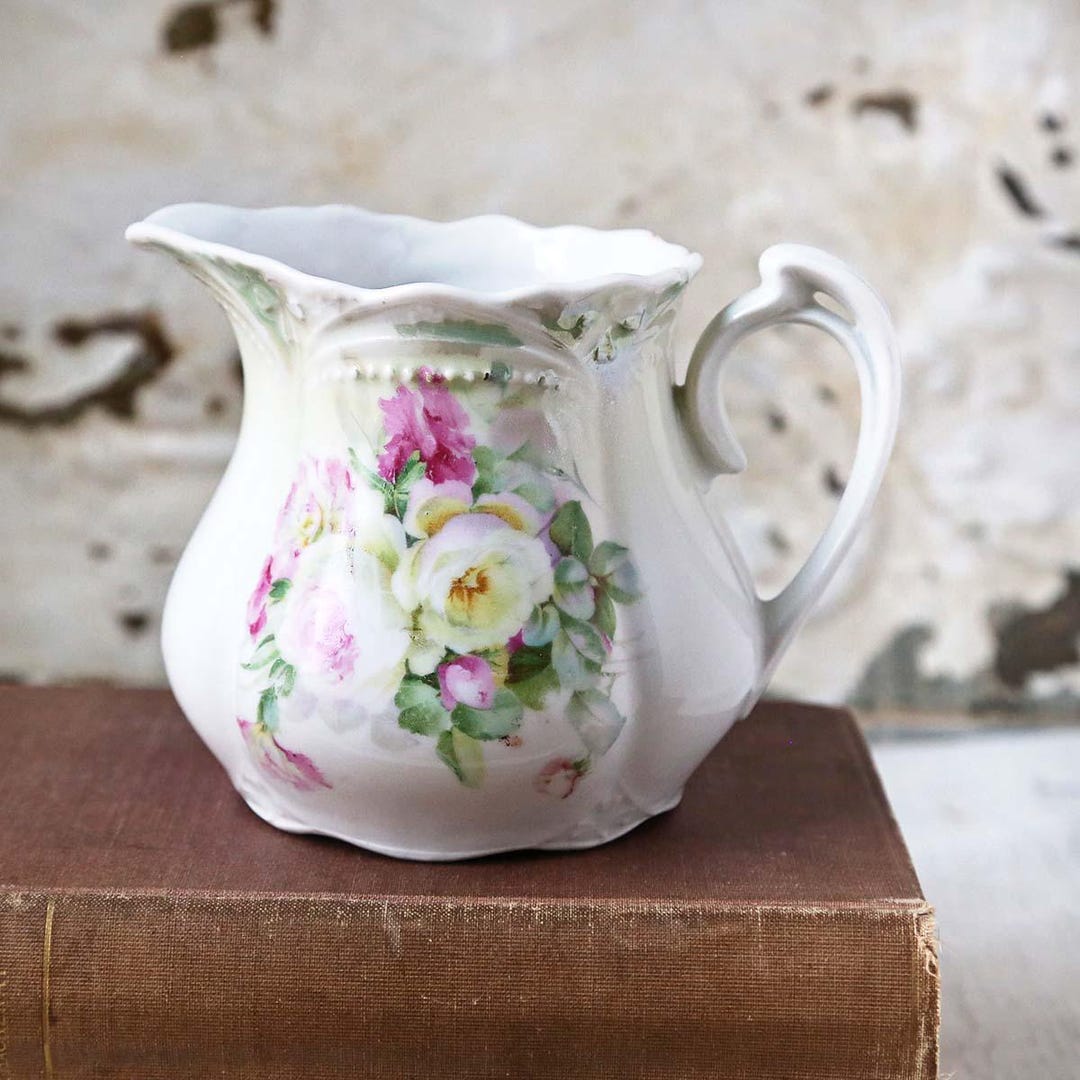 Vintage Small Floral Pitcher, Floral Porcelain Creamer, Cottage Creamer ...