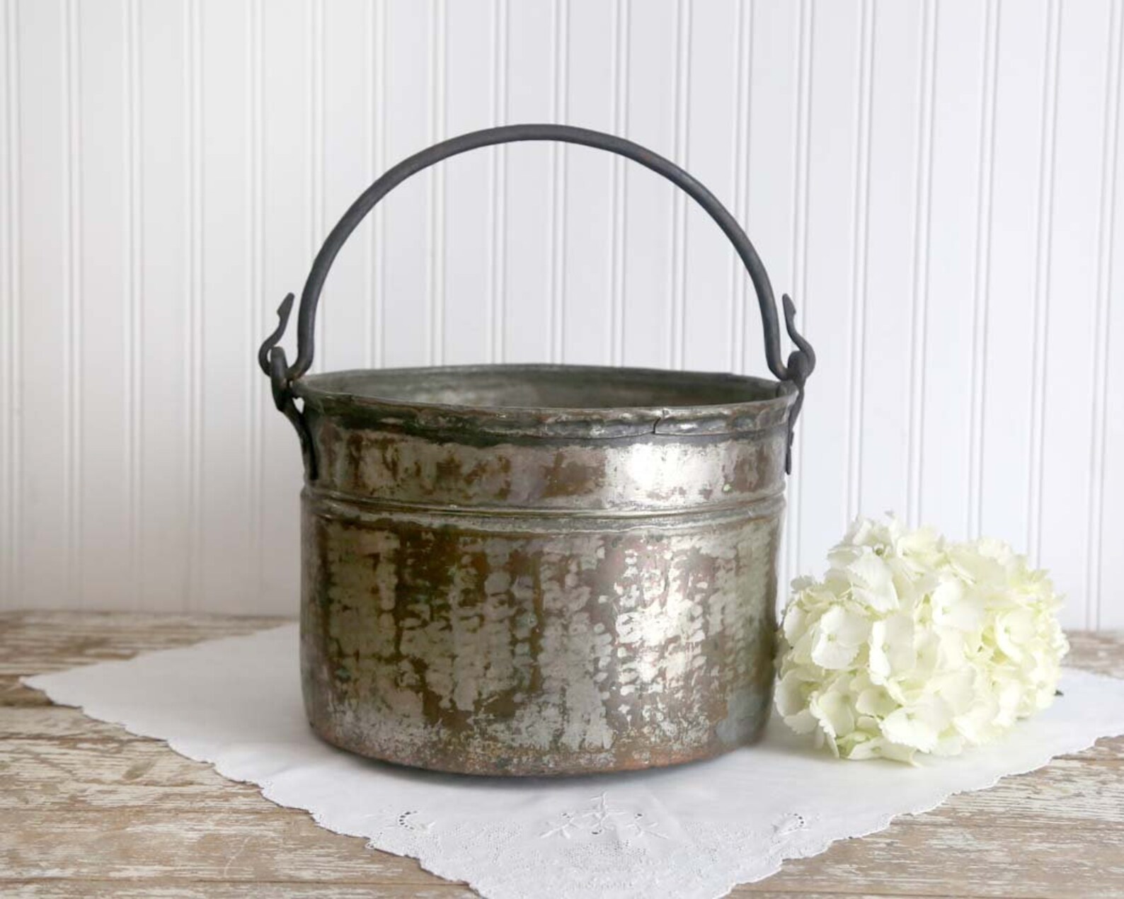 Vintage Hammered Tin Cauldron Large Tin Pot Tin and Copper - Etsy
