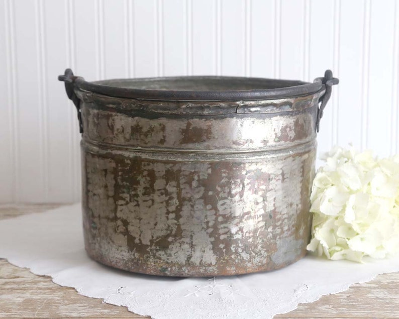 Vintage Hammered Tin Cauldron Large Tin Pot Tin and Copper - Etsy