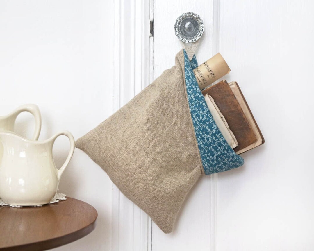 Vintage Grain Sack Hanging Pocket, Grain Sack Wall Pocket, Grain Sack ...