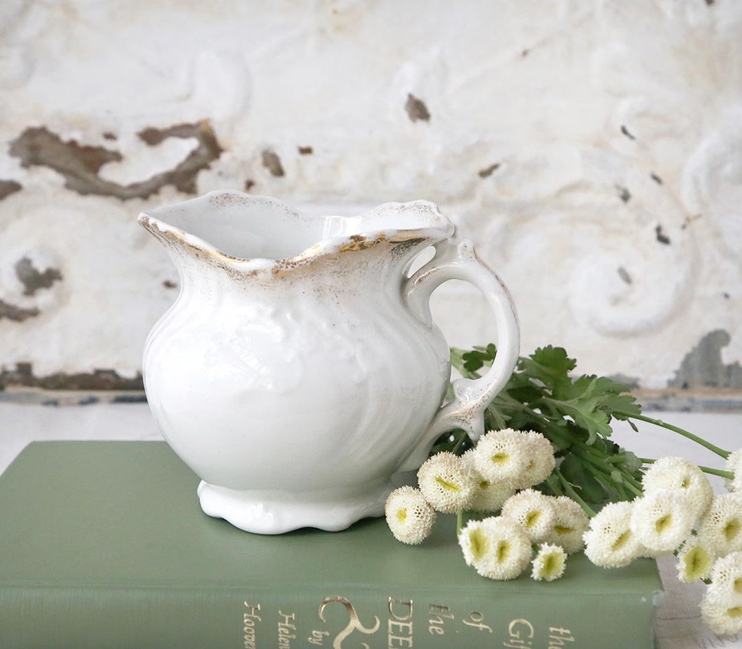 Vintage White Mug, Small White Pitcher, White Shaving Mug, Vintage ...