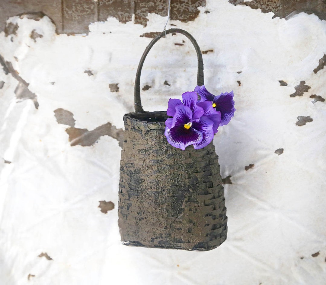 Small Vintage Wall Basket, Farmhouse Wall Decor, Tiny Wall Basket ...