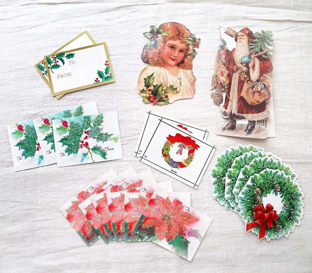 Vintage Christmas Gift Tags, Vintage Gift Tag Set - Etsy