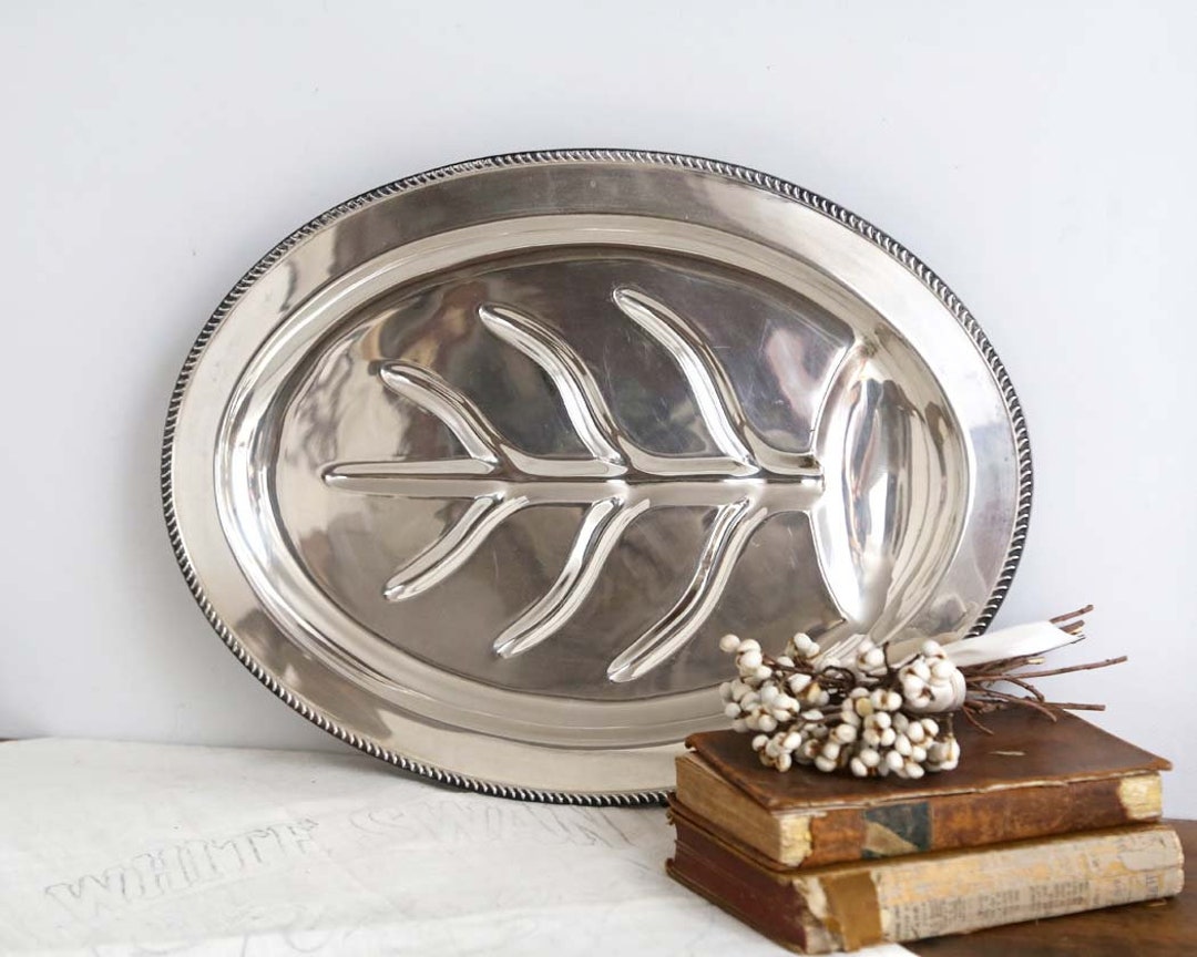 Vintage Silver Platter, Large Oval Platter, Poole Silverplate Serving ...