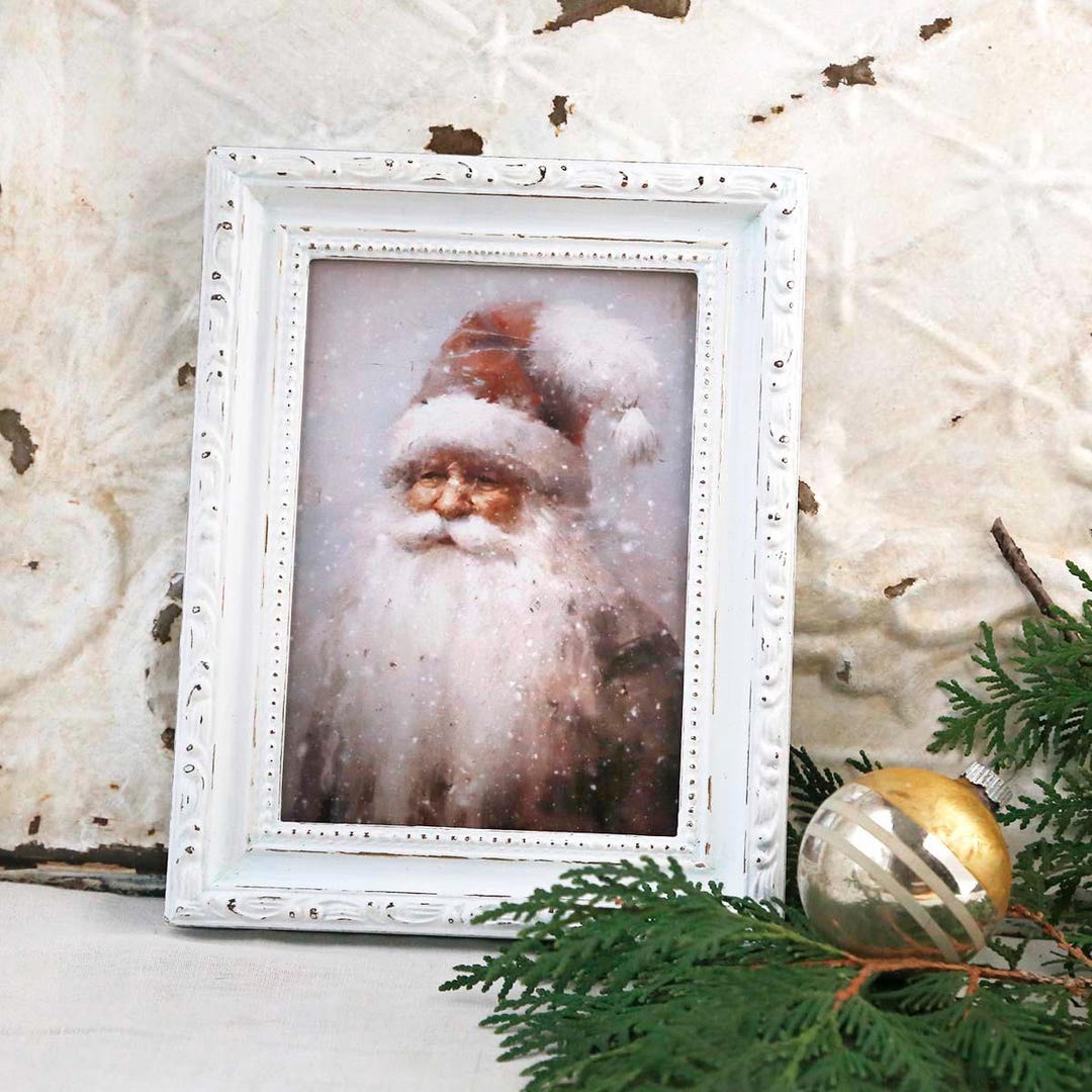 Framed Santa Print, Farmhouse Christmas Decor, Framed Santa Shelf ...