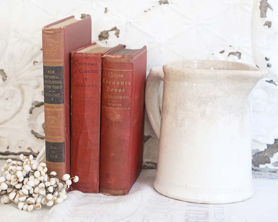 Rustic Book Stack, Vintage Book Bundle, Old Books for Decor, Farmhouse ...