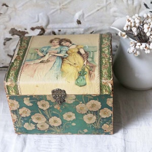 Victorian Paper Covered Box, Edwardian Era Jewelry Box, Trinket Box ...
