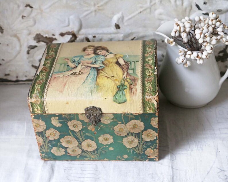 Victorian Paper Covered Box Edwardian Era Jewelry Box - Etsy