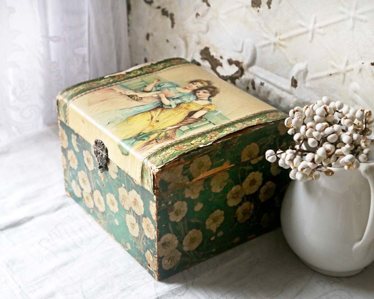 Victorian Paper Covered Box Edwardian Era Jewelry Box - Etsy