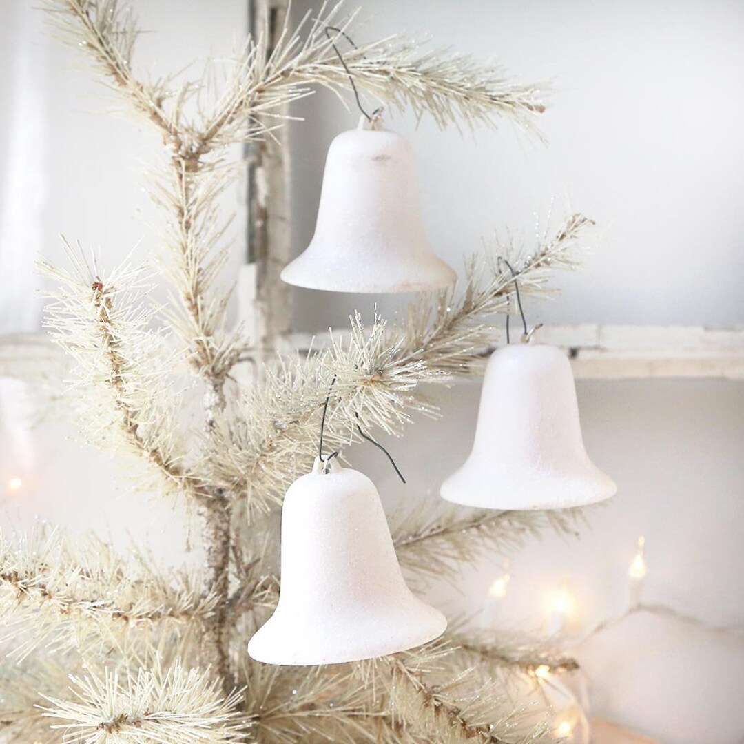 Vintage White Plastic Bells, Set of 3 Bells, Vintage Bell Ornaments ...