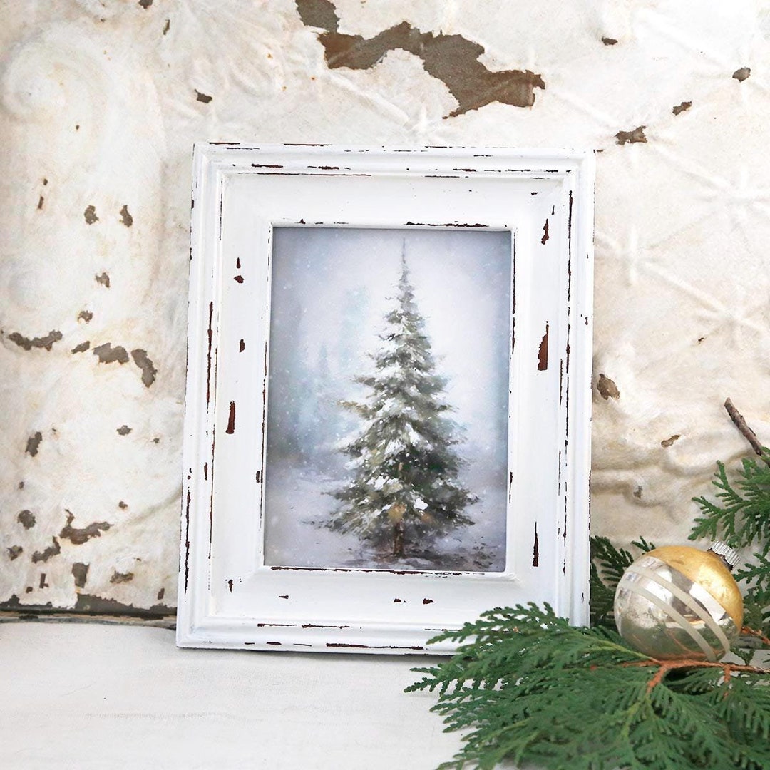 Christmas Tree Framed Print, Vintage Pine Tree Art, Framed Christmas ...