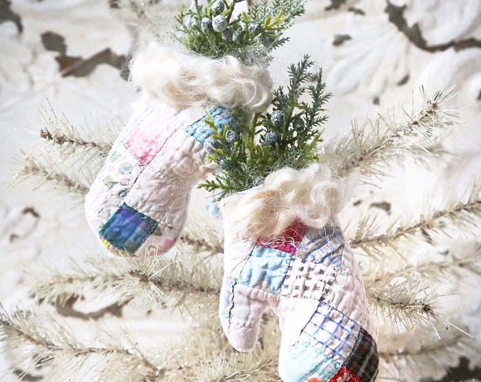 Mitten Ornaments, Vintage Quilt Mini Mitten Pair, Mini Christmas ...