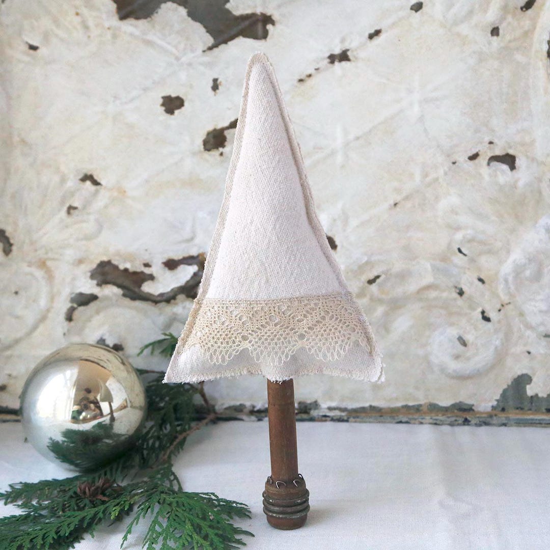 Vintage Grain Sack Tree, Grain Sack Tree on Wood Spool, Farmhouse ...