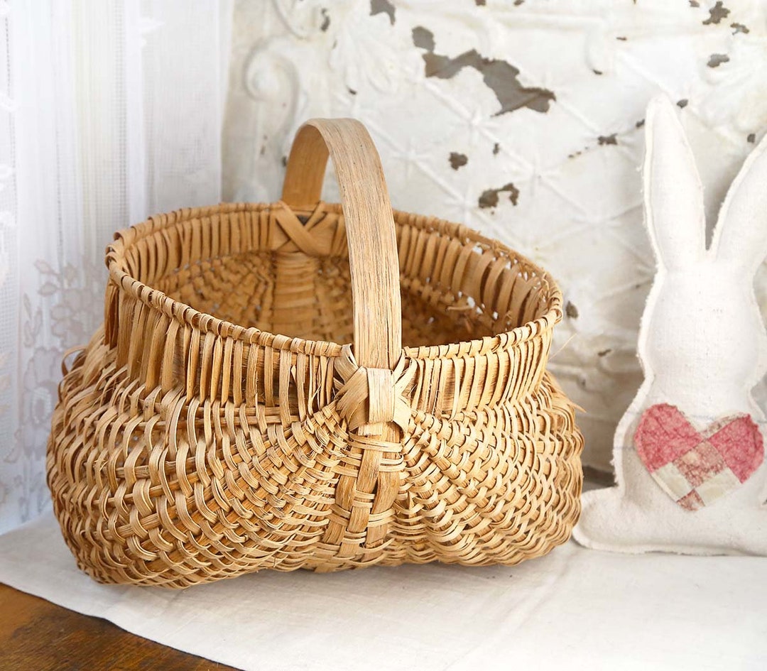Vintage Large Buttocks Basket, Large Gathering Basket, Vintage ...