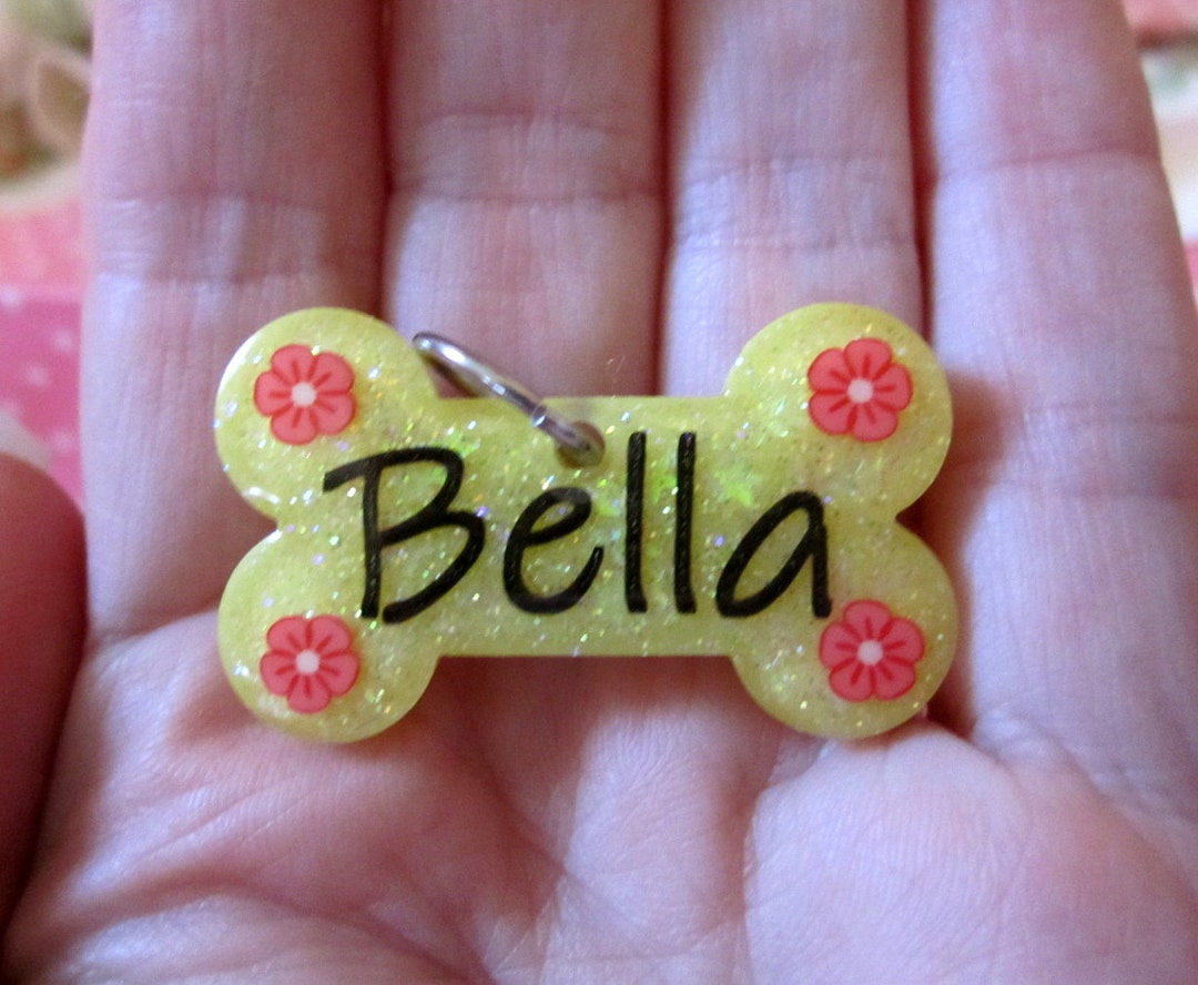 Bella Dog Name Tag Bonehandmade Resin - Etsy