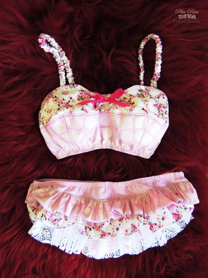 Bow Bralette Bandeau Lingerie Set Crop Top Boob Tube Sexy Cute Panties