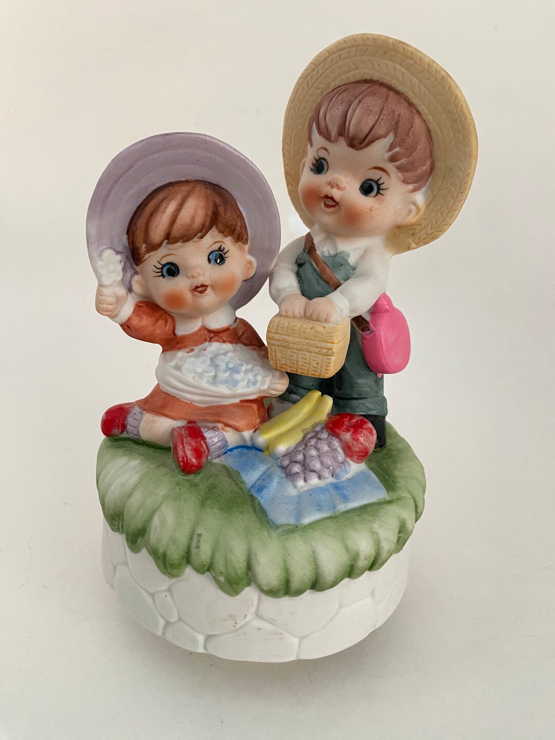 Vintage 1970’s Maruho Music Box Boy and Girl Picnic Made in Japan - Etsy