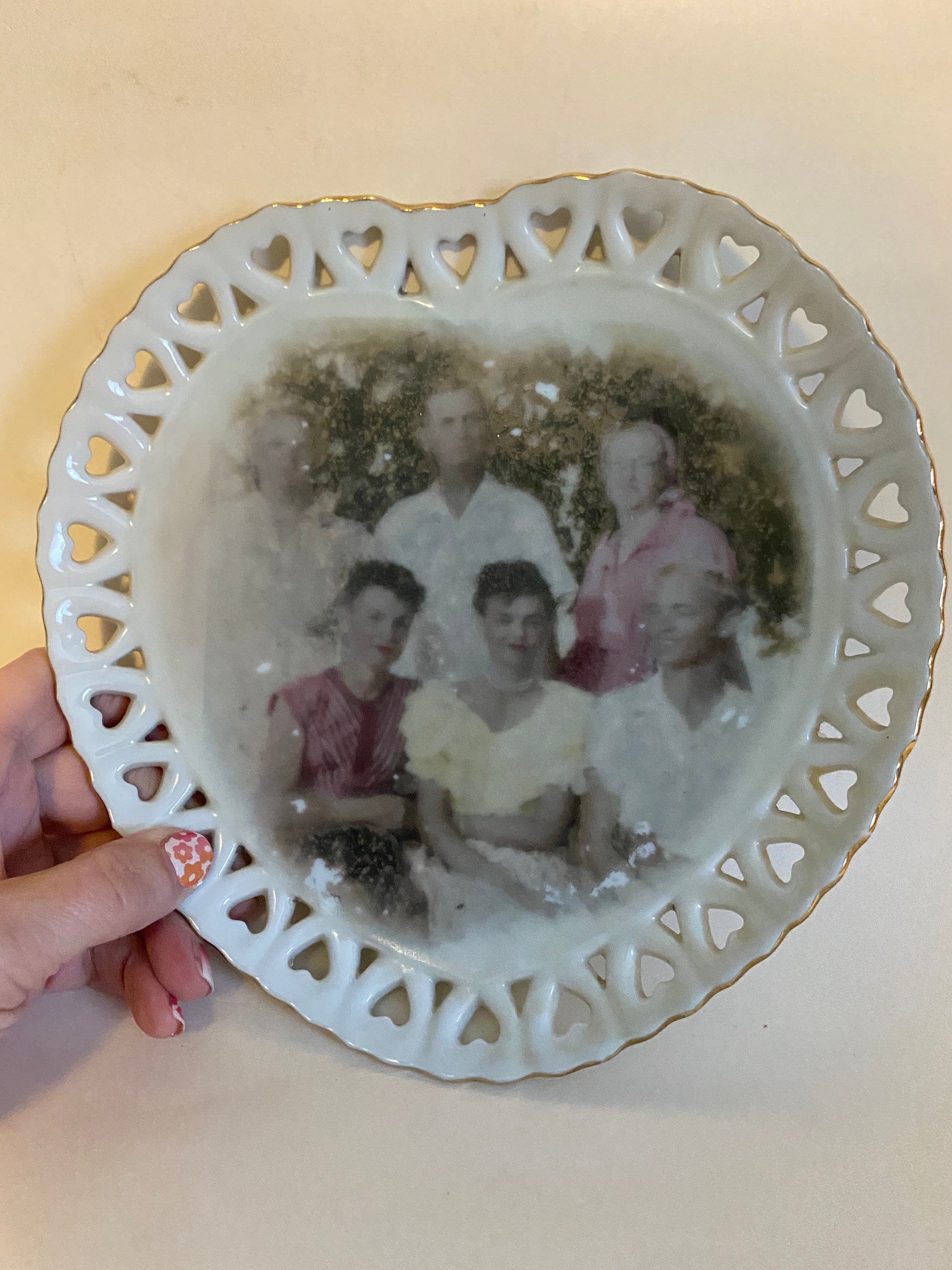 Vintage Family Photo Plate Heartshaped - Etsy