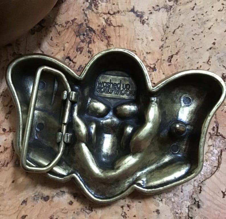 Brass Skull Belt Buckle: Washed up Hollywood Stars and Stripes Biker ...