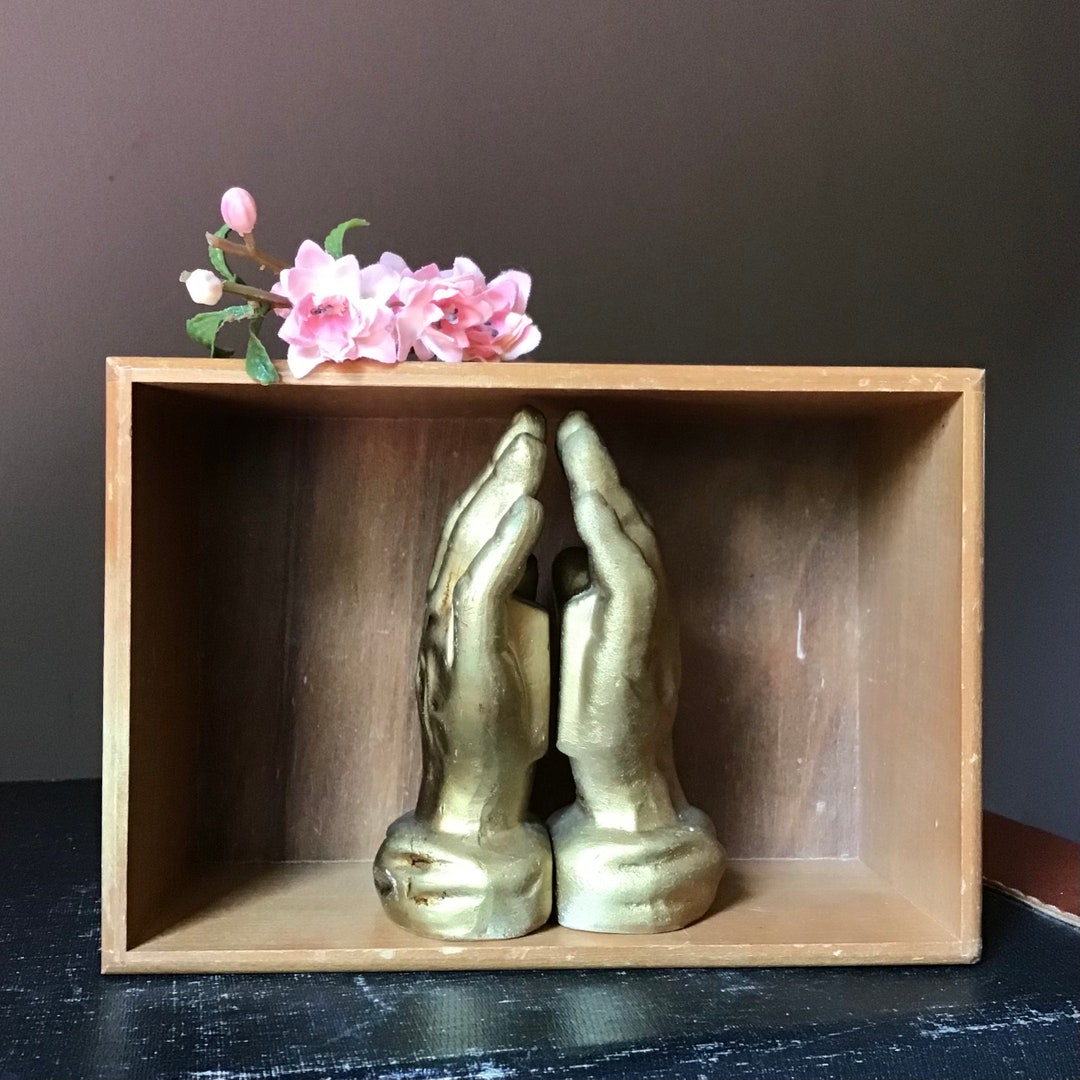 Vintage Praying Hands Salt and Pepper Shakers Gold Taiwan Plaster ...