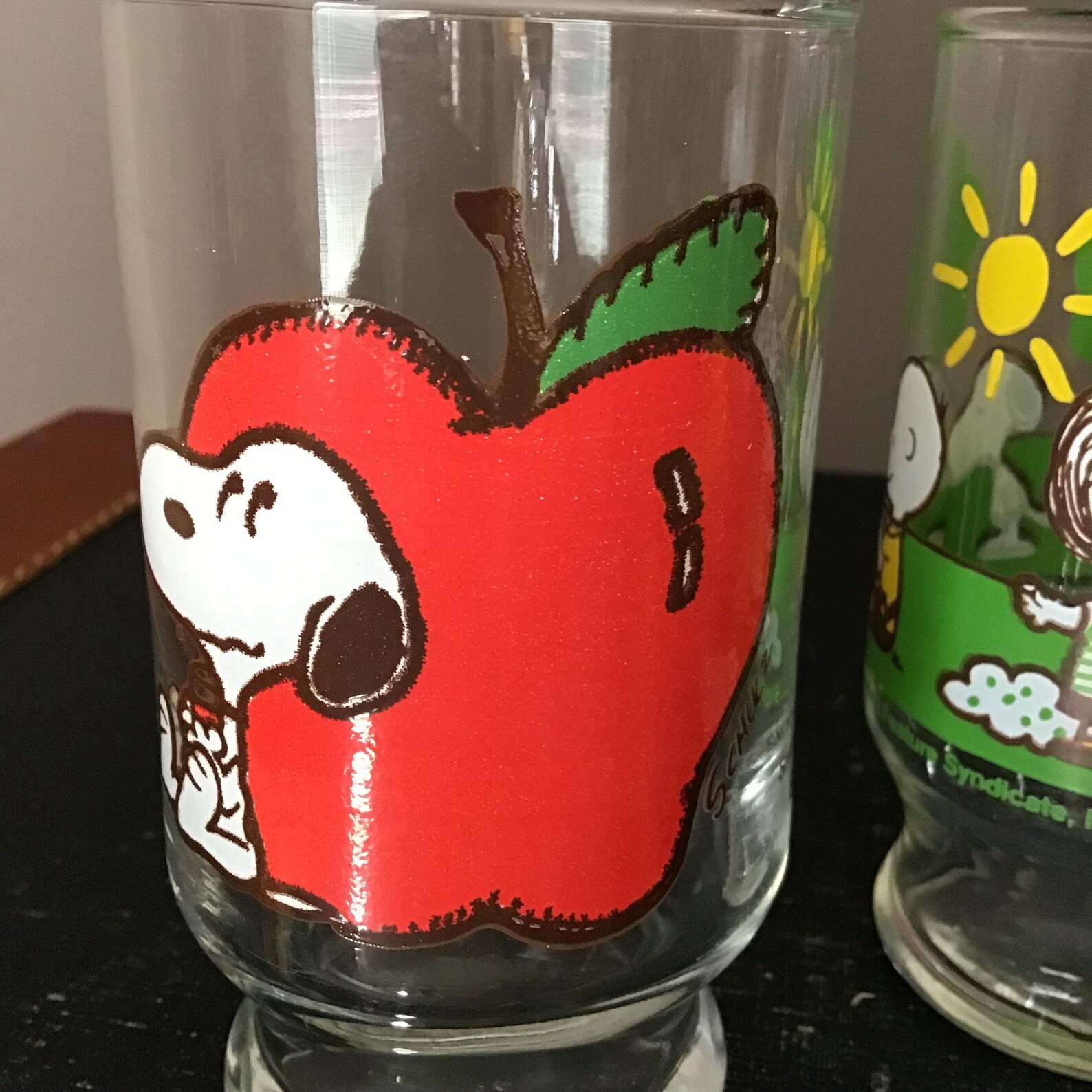 Six 6 Peanuts 1970’s 6 Ounce Juice Glasses Apple Lemon and Lucy’s ...
