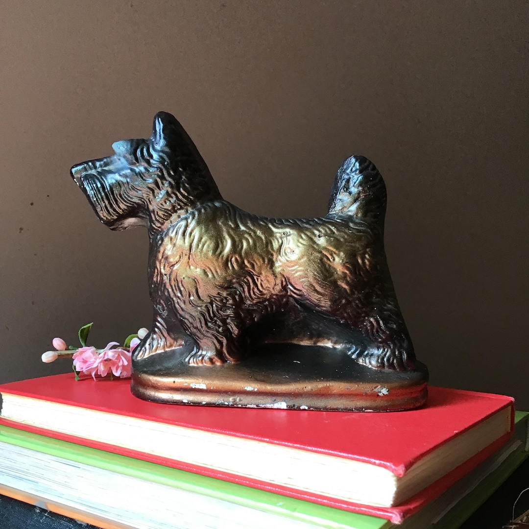 Scottie Dog Chalkware Bookend Copper Look Single Bookend so Cute ...