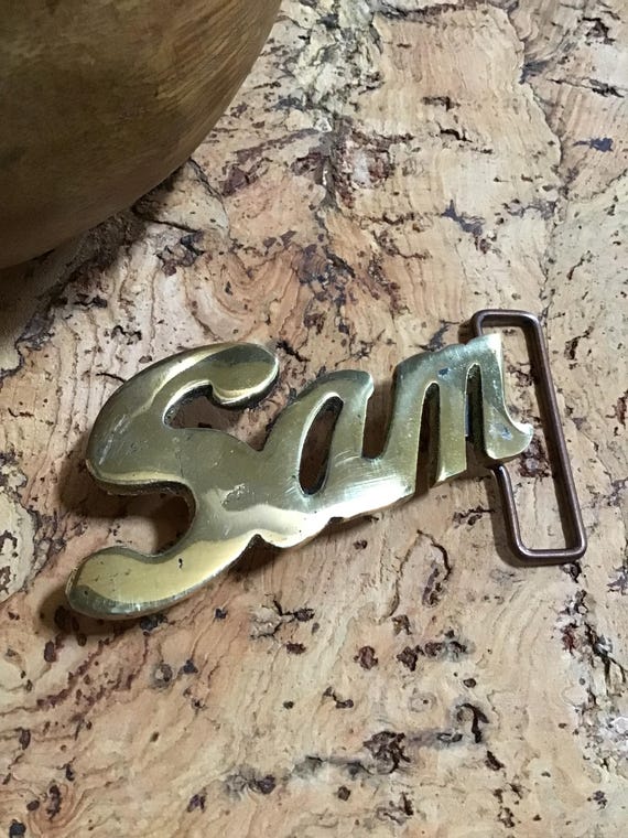 SAM Belt Buckle Solid Brass 1970's NOS - Gem