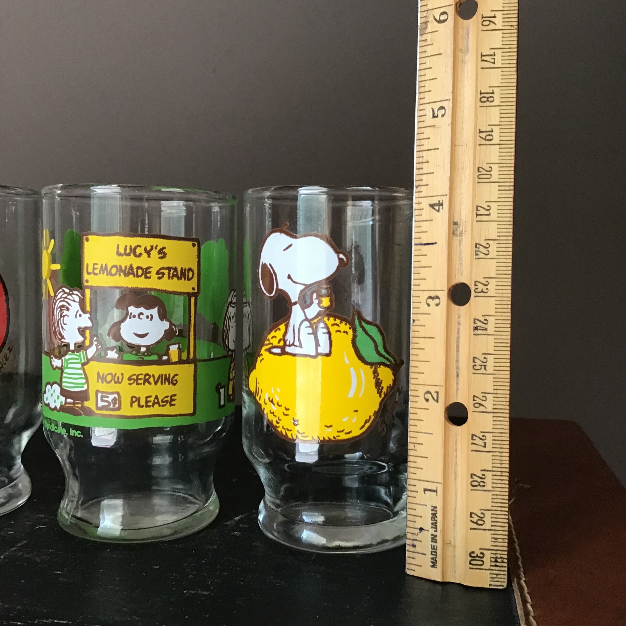 Six 6 Peanuts 1970’s 6 Ounce Juice Glasses Apple Lemon and Lucy’s ...
