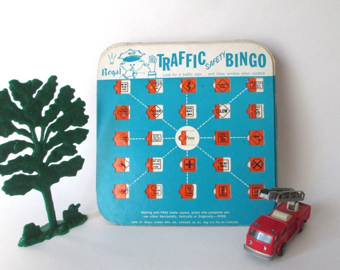 Vintage Set of 7 Traffic Safety Bingo Cards Backseat Bingo Travel Game ...