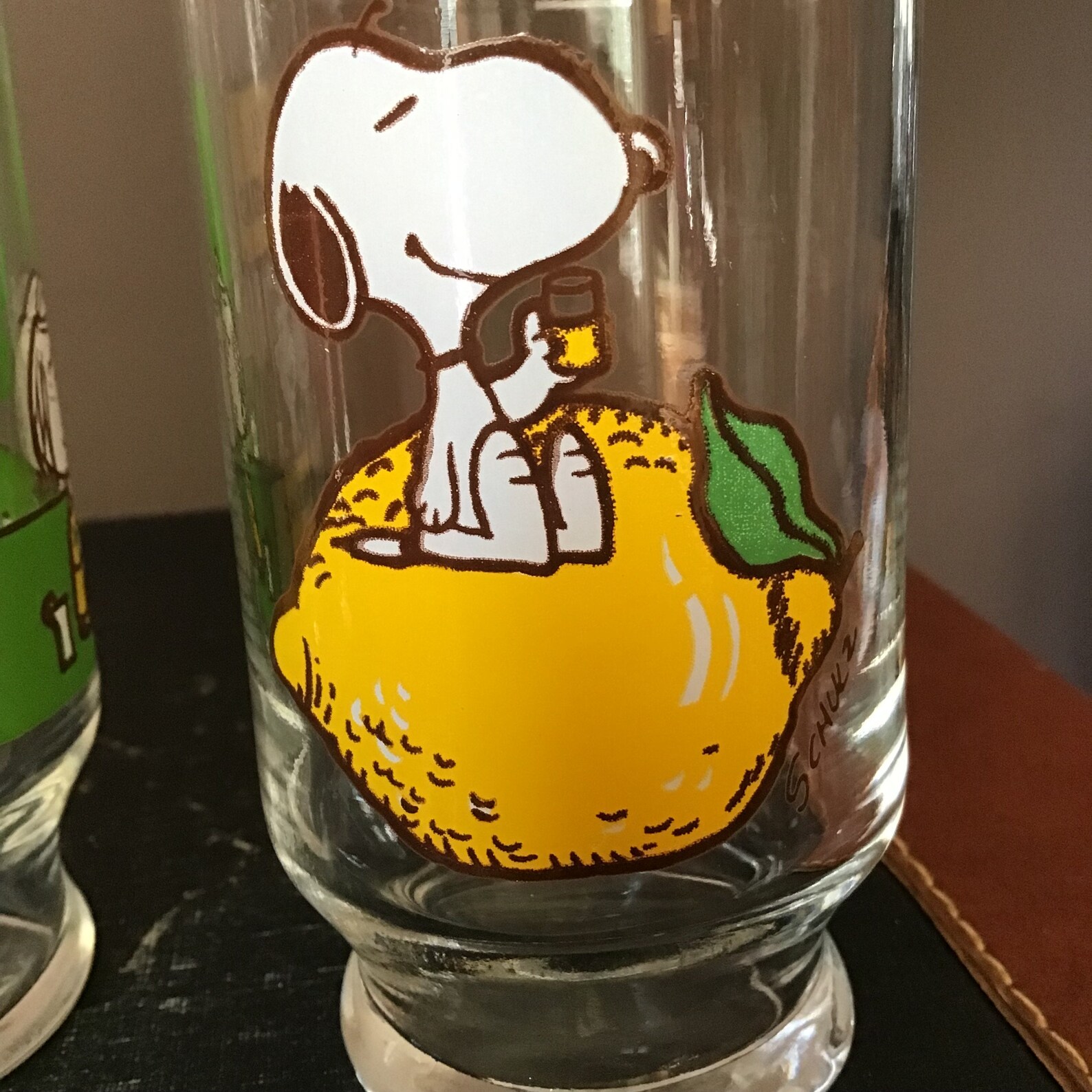 Six 6 Peanuts 1970’s 6 Ounce Juice Glasses Apple Lemon and Lucy’s ...