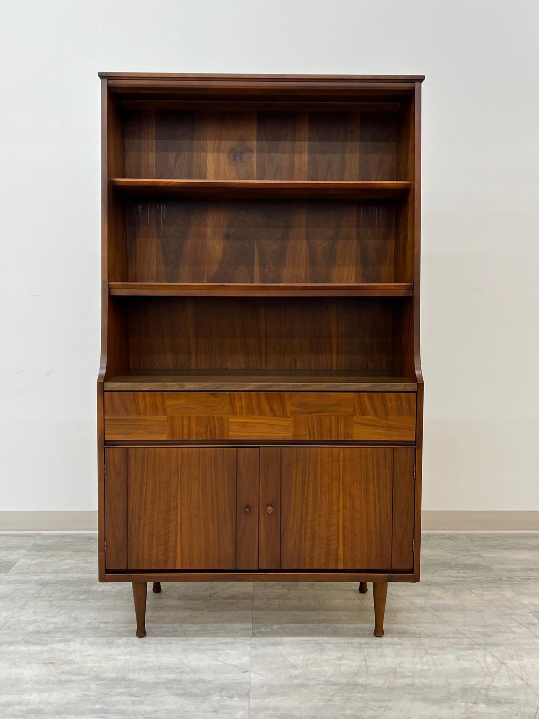 Mid-century Modern China Cabinet / Display Case / Bookcase One-piece ...