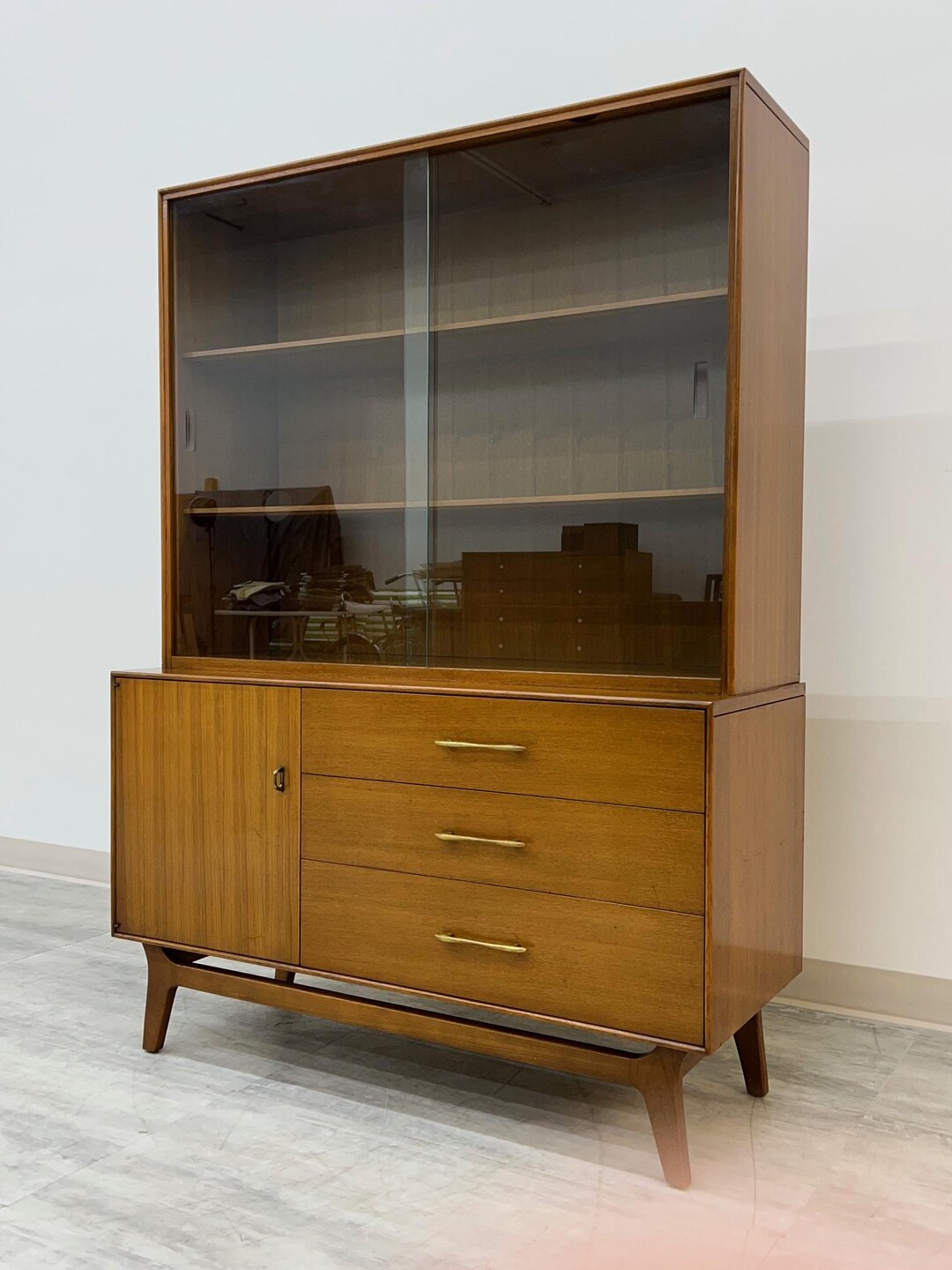 Mid-century Modern China Cabinet / Display Case / Bookcase / TV Cabinet ...
