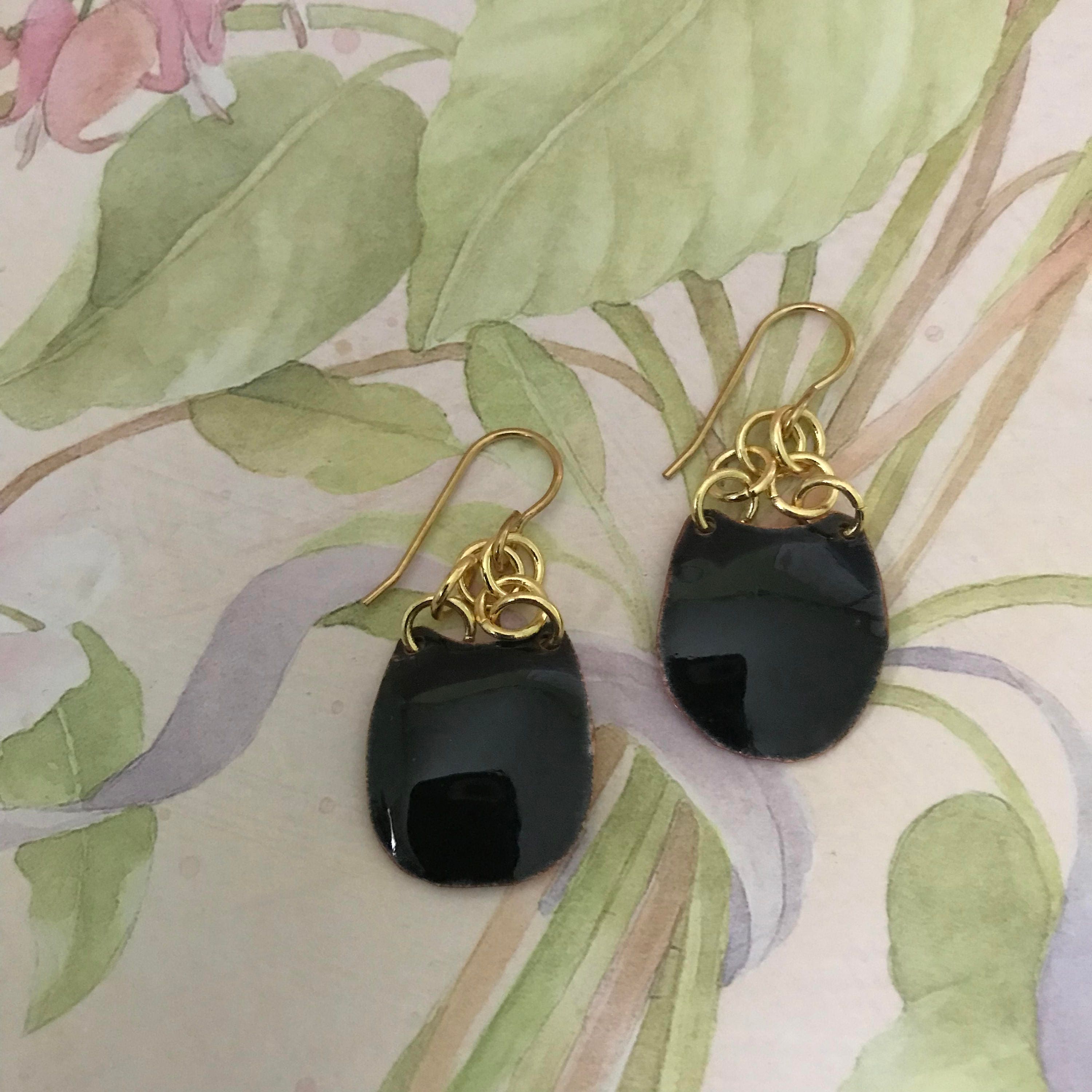 Enameled Copper Earrings - Etsy