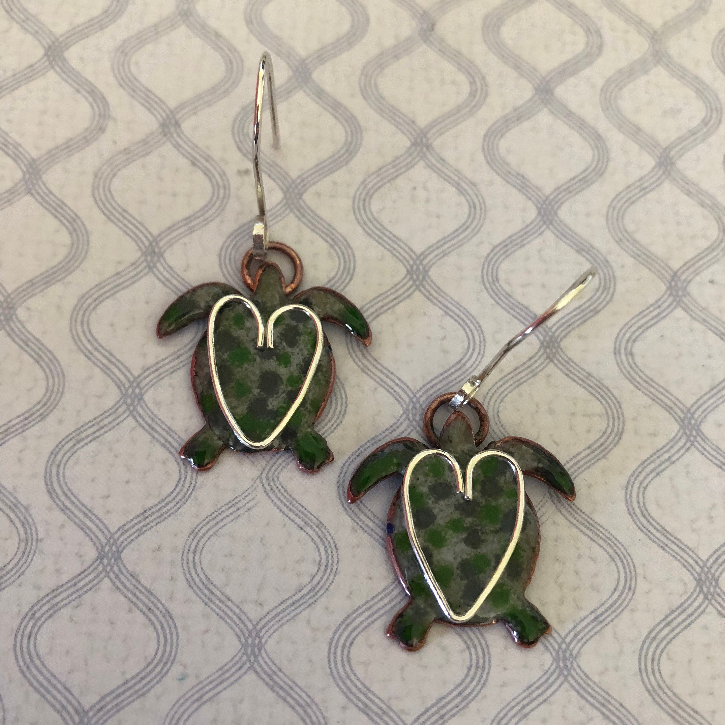 Turtle Enameled Earrings - Etsy