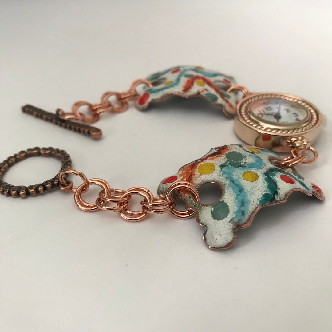 Multi Colored Copper Enameled Watch - Etsy