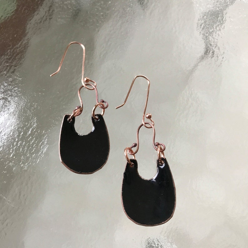 Enameled Copper Earrings Etsy Uk