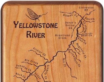 YELLOWSTONE RIVER ACCESS Map Fly Box personalized Custom | Etsy