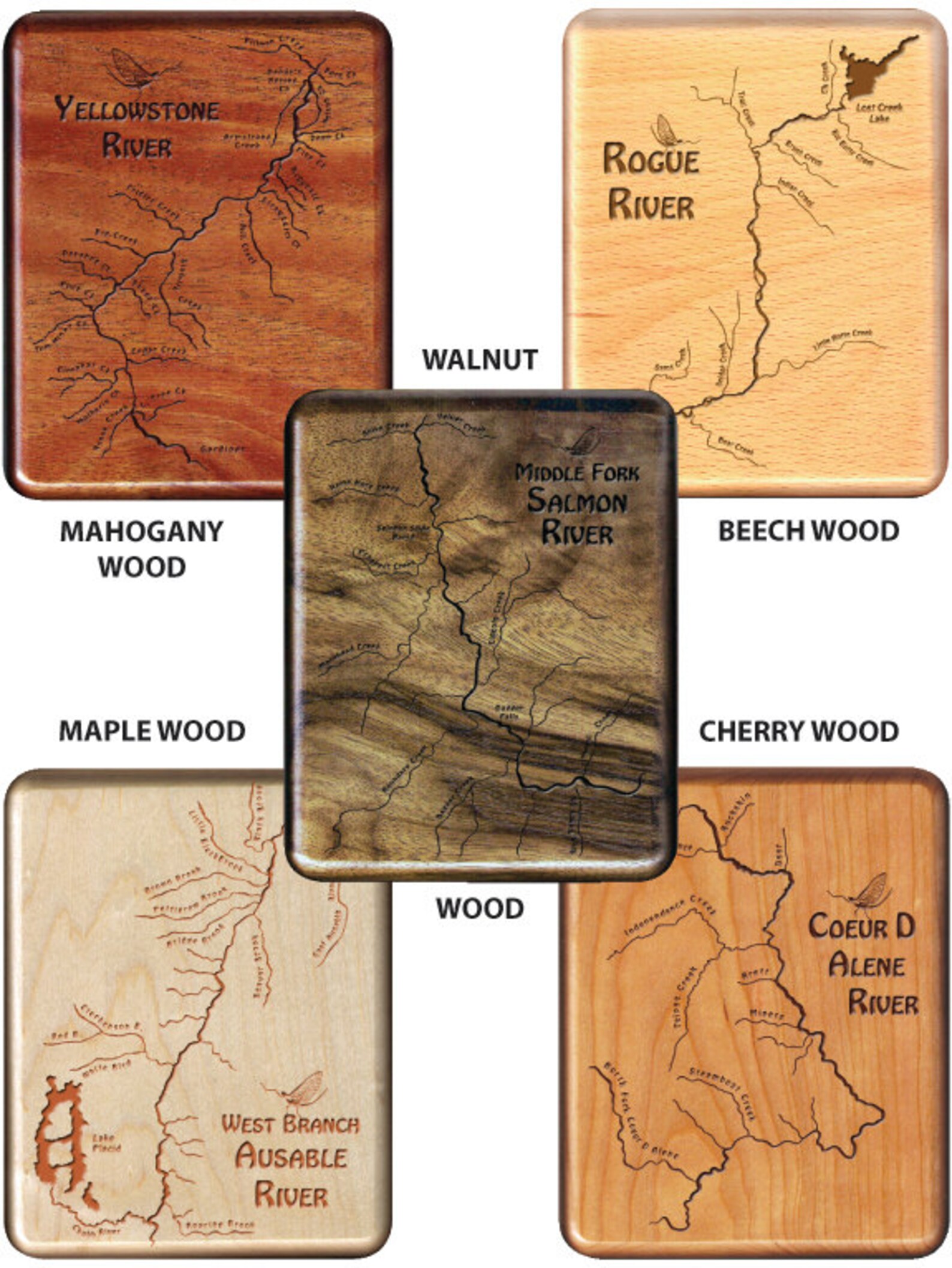 LAKE or RIVER MAP Plaques 5x7. Personalized, Custom Designed, Laser ...