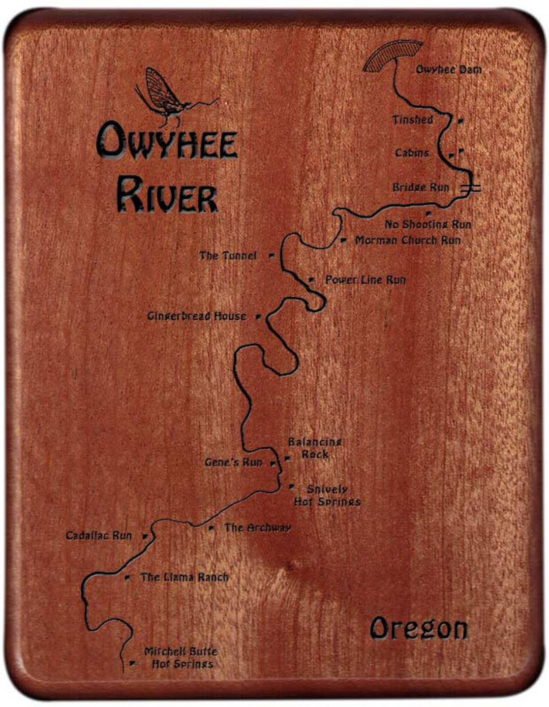 OWYHEE RIVER Map Fly Box - Handcrafted, Custom Designed, Laser Engraved ...