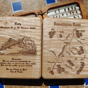 TANGLE LAKES River Map Fly Box. Personalized, Handcrafted, Custom Laser ...