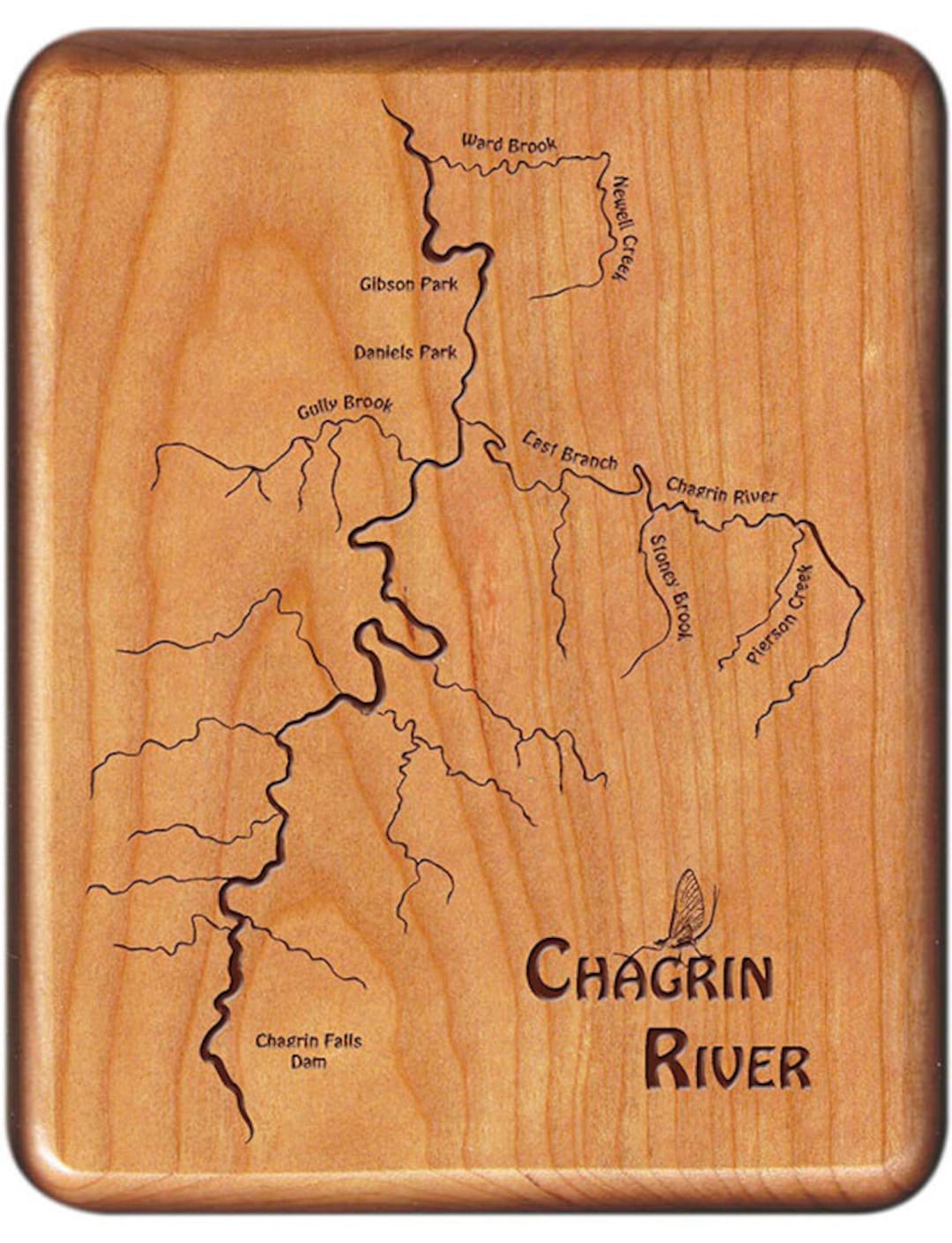 CHAGRIN RIVER Map - Fly Fishing Fly Box - Handcrafted, Custom Engraved ...
