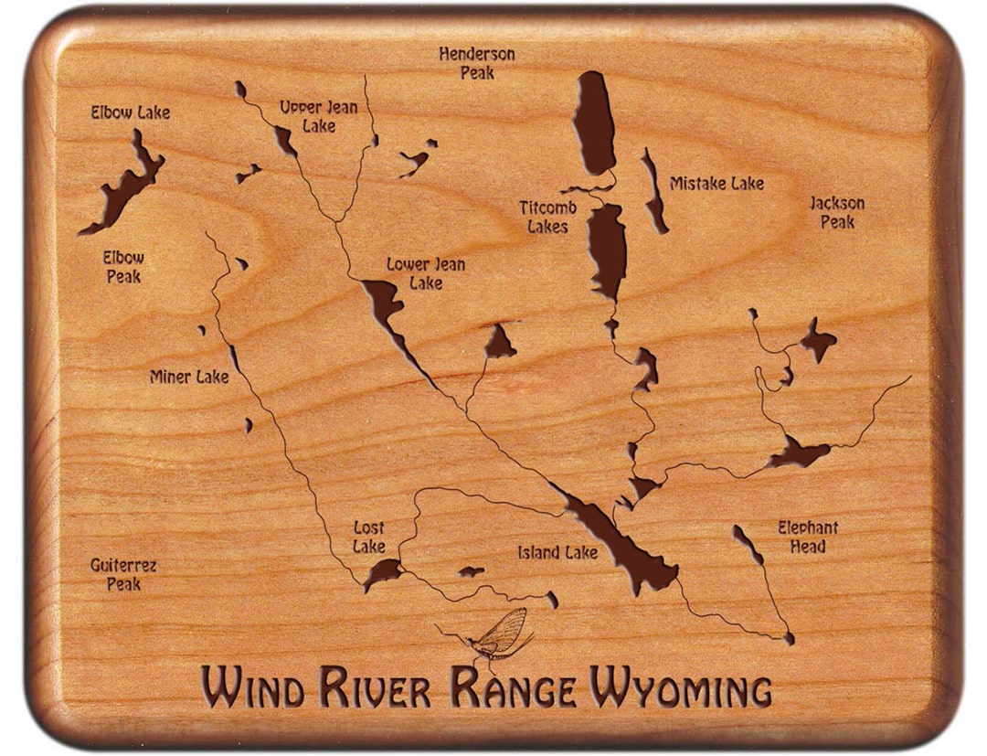 WIND RIVER RANGE River Map Fly Box- Handcrafted, Custom Designed, Laser ...