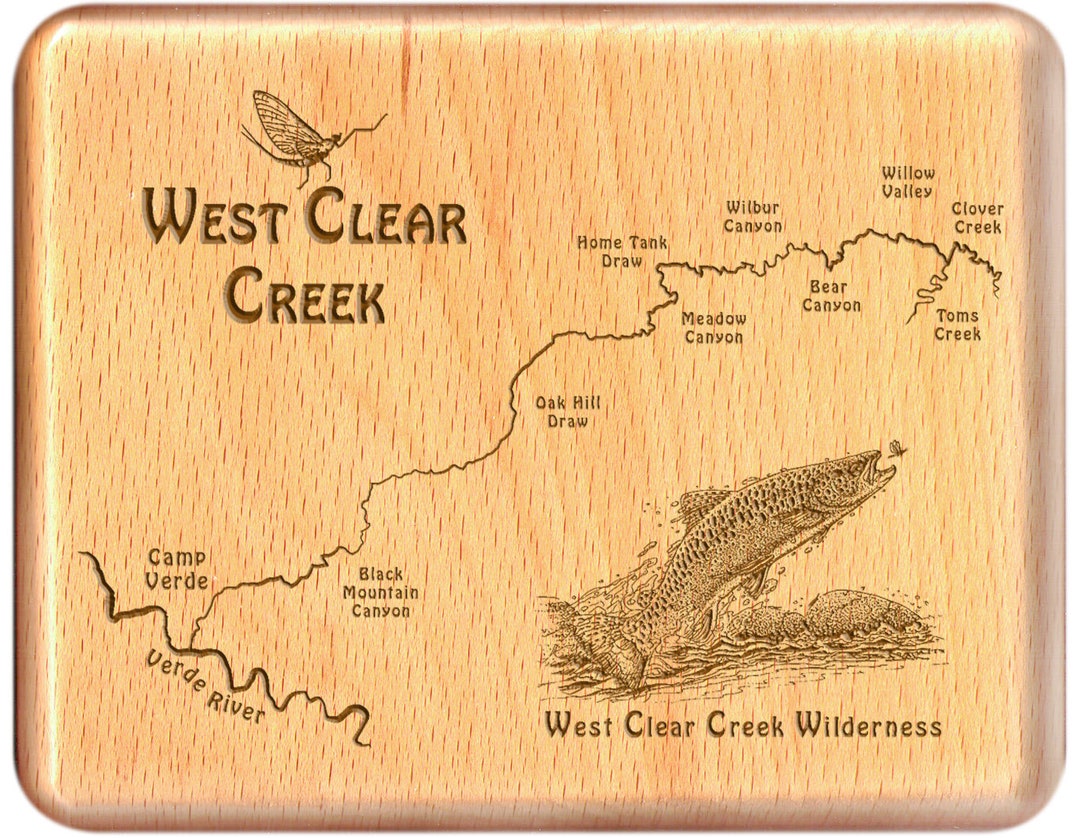 WEST CLEAR CREEK Wilderness River Map Fly Box. Personalized ...