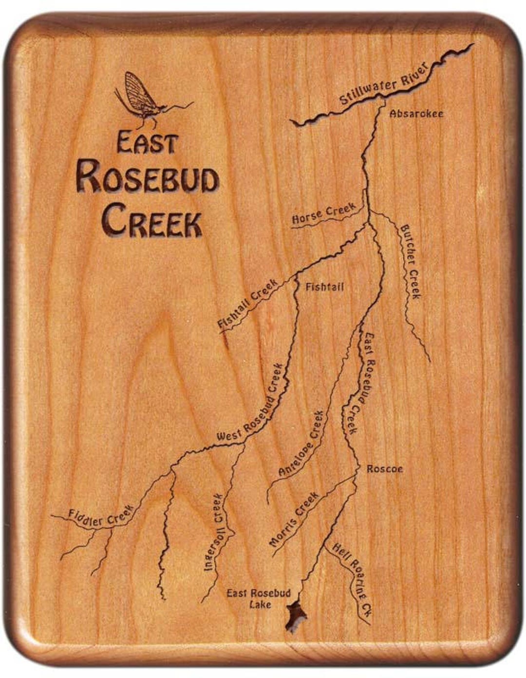 East Rosebud Creek River Map Fly Box - Handcrafted, Custom Designed ...