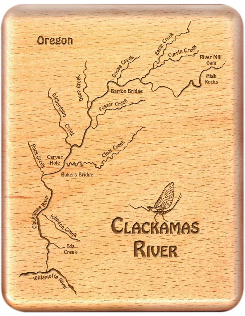 CLACKAMAS RIVER MAP Fly Fishing Fly Box Handcrafted Custom - Etsy