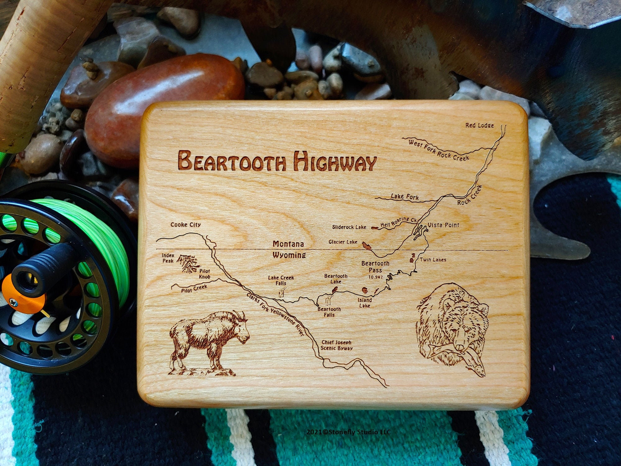 BEARTOOTH HIGHWAY River Map Fly Box. Personalized | Etsy