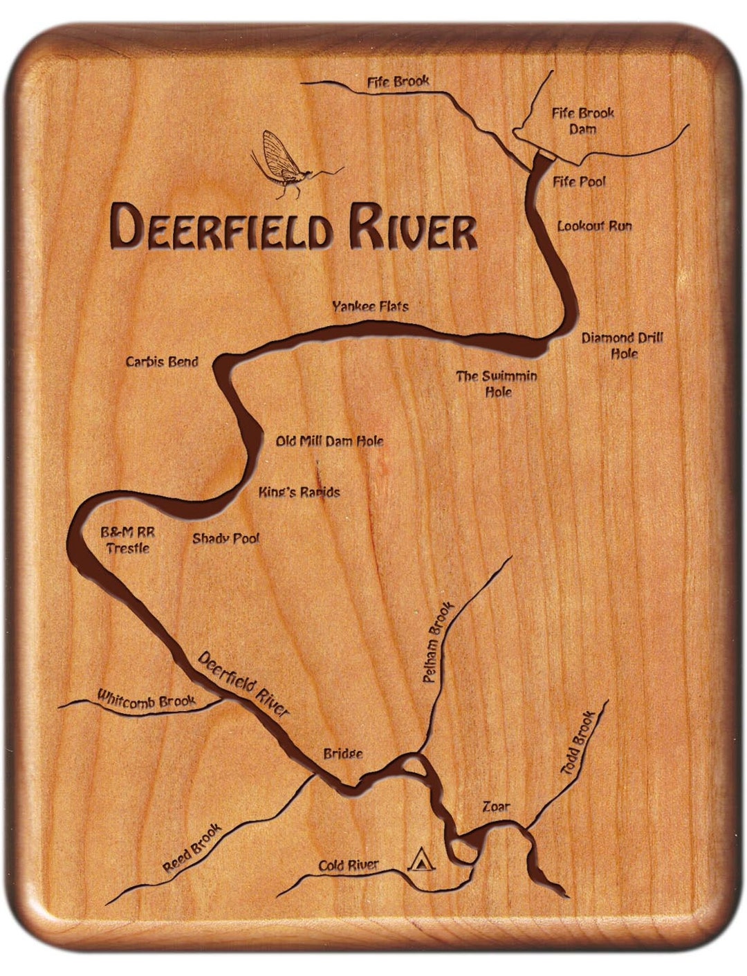 DEERFIELD RIVER MAP Fly Box - Handcrafted, Custom Designed, Laser ...