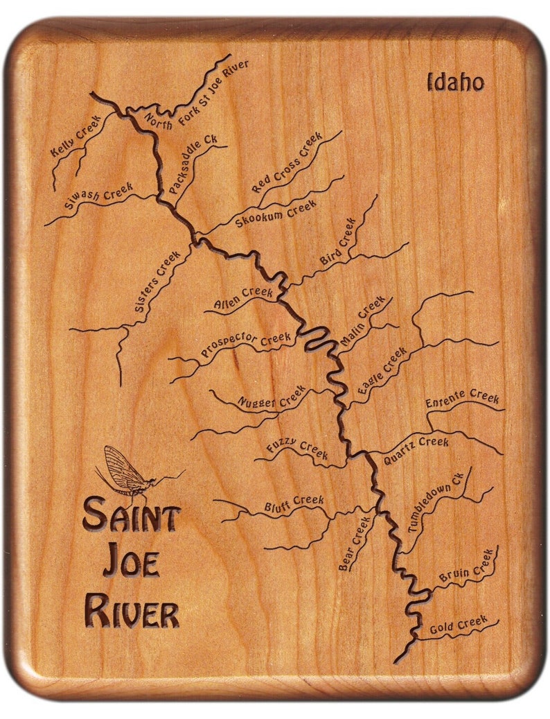 SAINT JOE RIVER Map Fly Box. Handcrafted Personalized Gift - Etsy