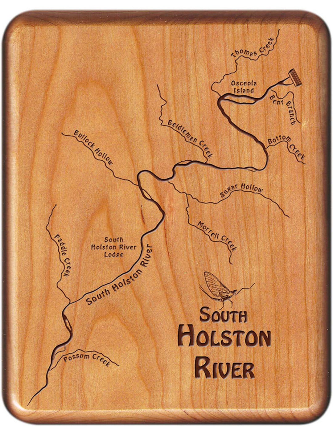 SOUTH HOLSTON River Map Fly Box - Handcrafted, Custom Designed, Laser ...